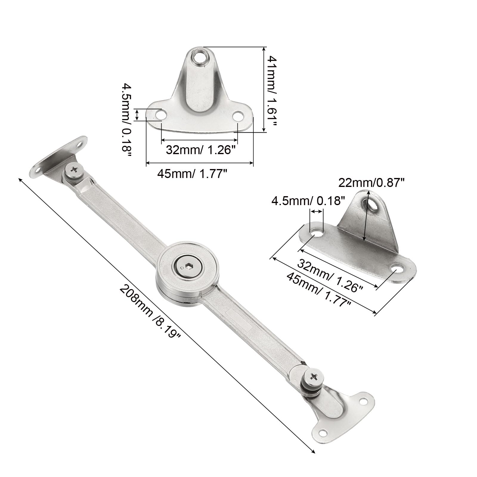PATIKIL Lid Support Hinge, Adjustable Metal Folding Lid Stay Hinges for ...