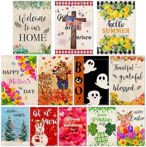 Amazon.com : Seasonal Garden Flags Set of 12,Welcome Seasonal Garden ...