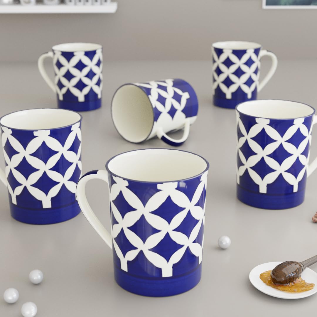 Buy The Earth Store Gem Blue Pipe Ceramic Coffee Mug Set of 6 ...