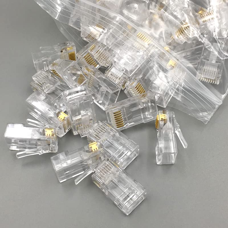 RJ45 CAT6 Pass Through Connectors 100 Pack – Easy and Fast Termination ...