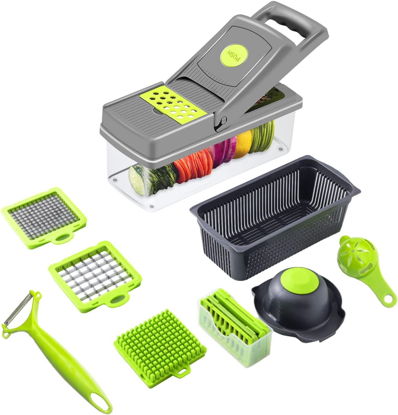 Amazon.com: Vegetable Chopper, Krubeco Senbowe Multifunctional 10in1 ...