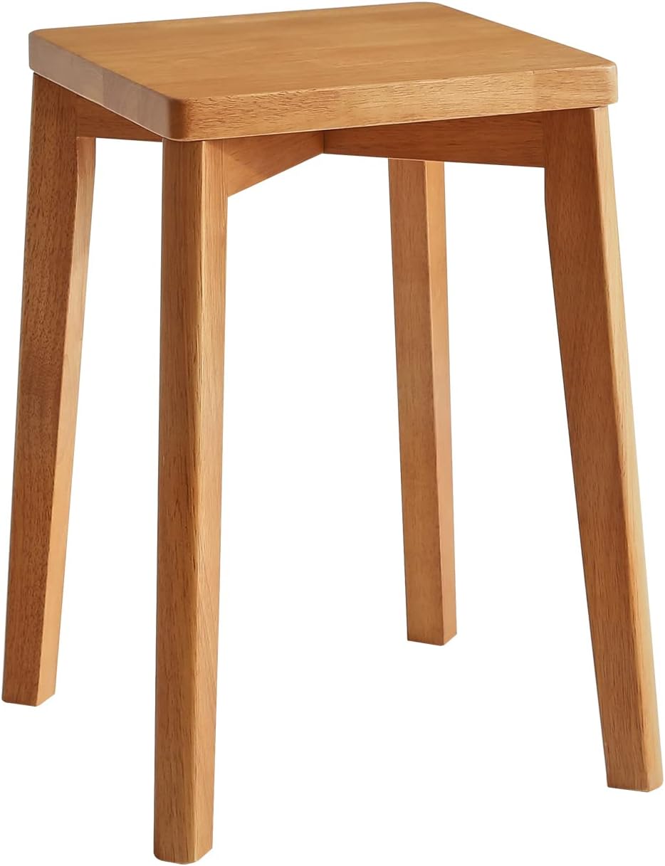 Aibiju Square Wooden Stool, Dressing Table Stool, Solid Wood Makeup ...