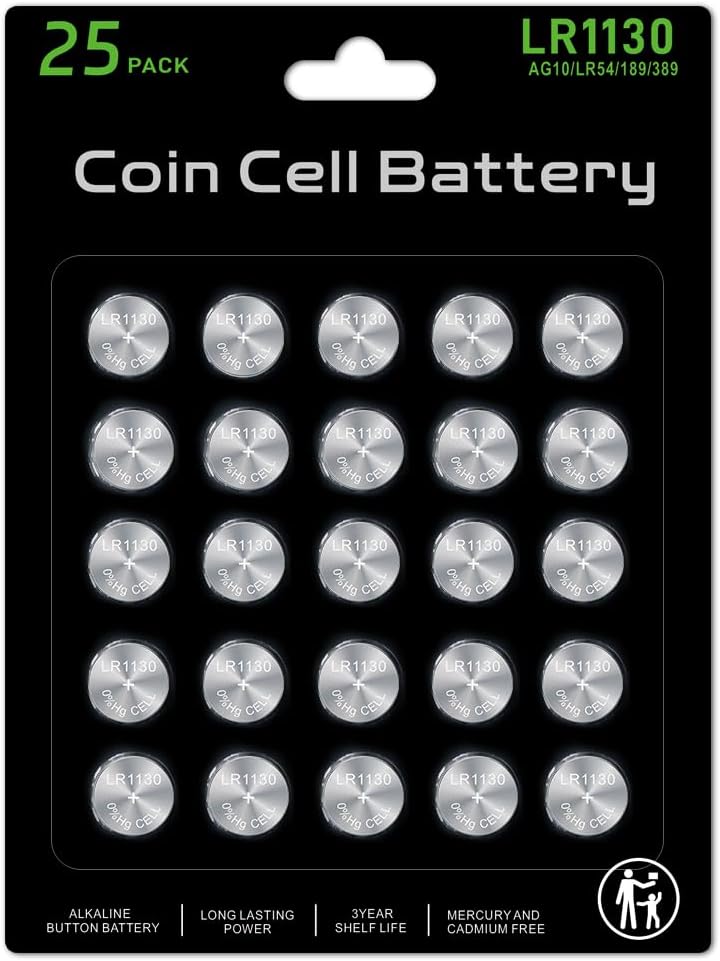 Lot de 25 piles bouton LR1130 AG10 haute capacité : L1131f SG10 389 189 ...