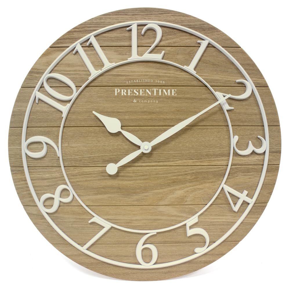 Amazon.com: Presentime & Co Classic Farmhouse Shiplap Clock, 19.5 inch ...