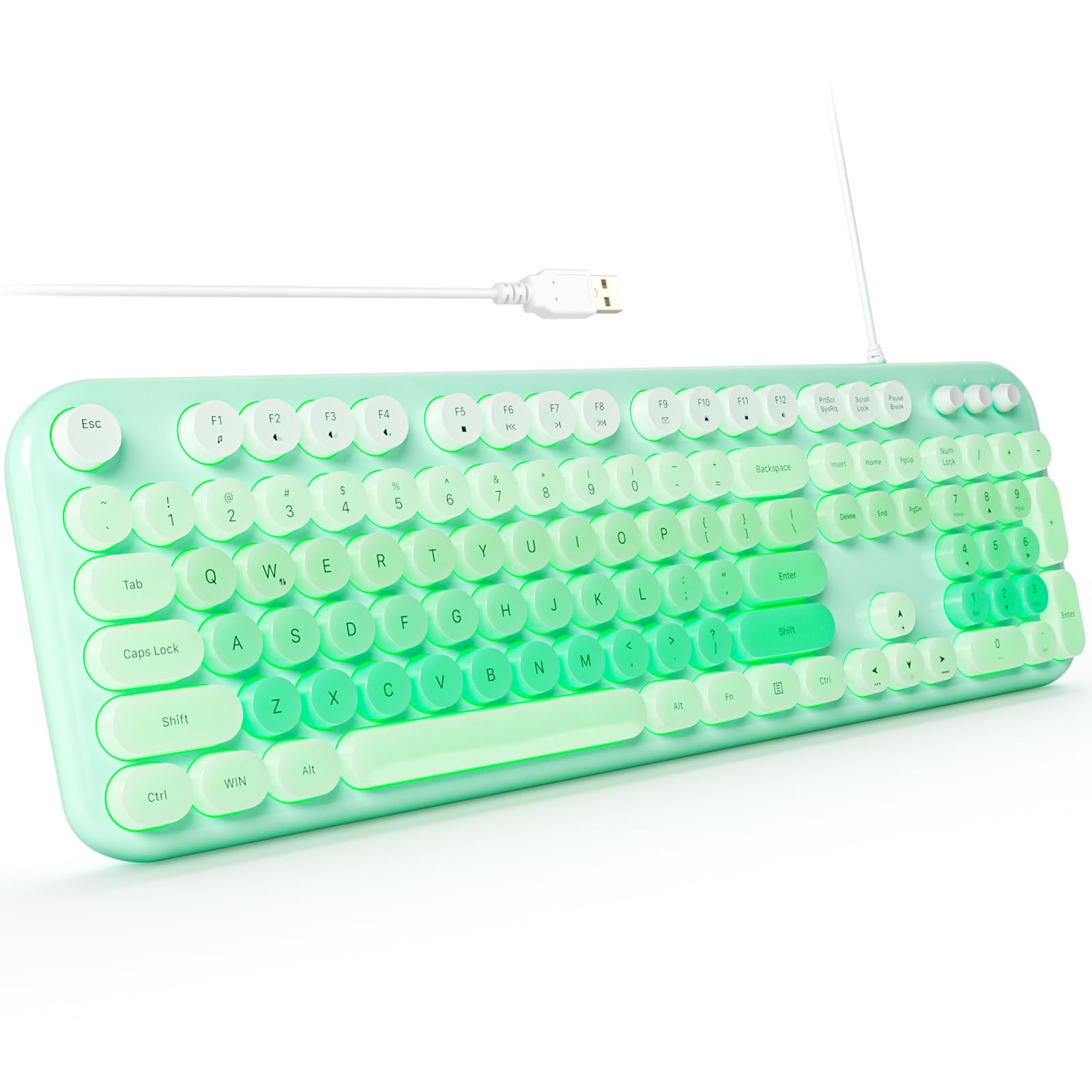 Amazon.com: MOFII Backlit Keyboard Wired, Retro Typewriter Computer ...