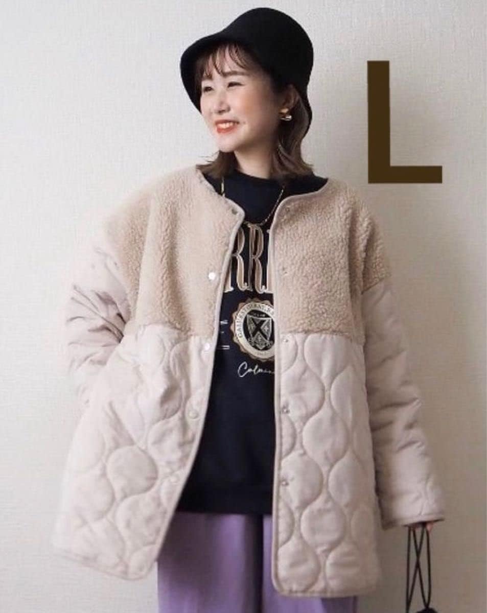 Amazon.co.jp: しまむら Lutique ボア切り替え キルティングコート ベージュ L : おもちゃ