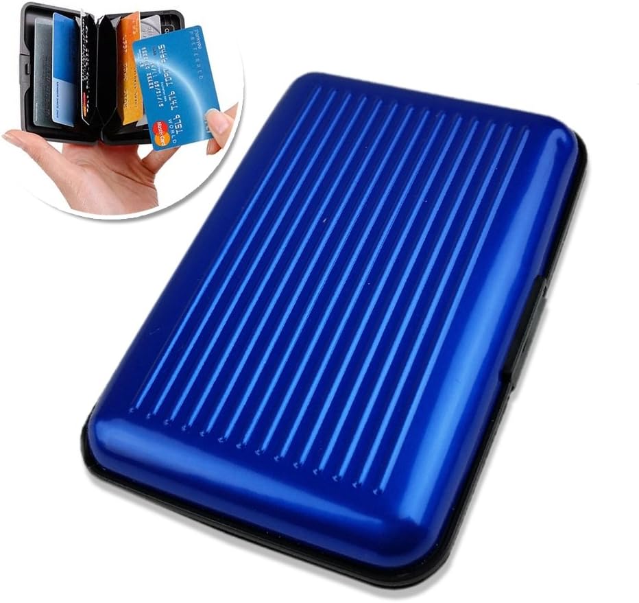 Amazon.com: Card Guard RFID Blocking Aluminum Credit Card Wallet - Blue ...