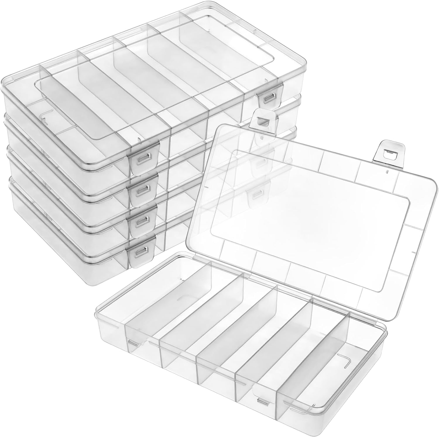 Amazon.com: Neworkg 5 Pack Tackle Box Organizer, 6 Grids Transparent ...