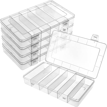 Amazon.com: Neworkg 5 Pack Tackle Box Organizer, 6 Grids Transparent ...