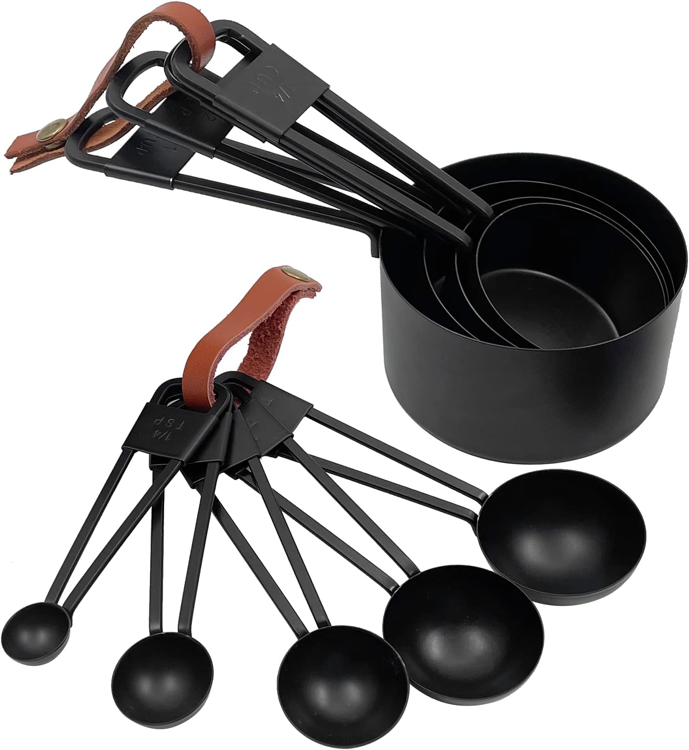Amazon.com: LYFJXX 9PCS Black Stainless Steel Measuring Cups and Spoons ...
