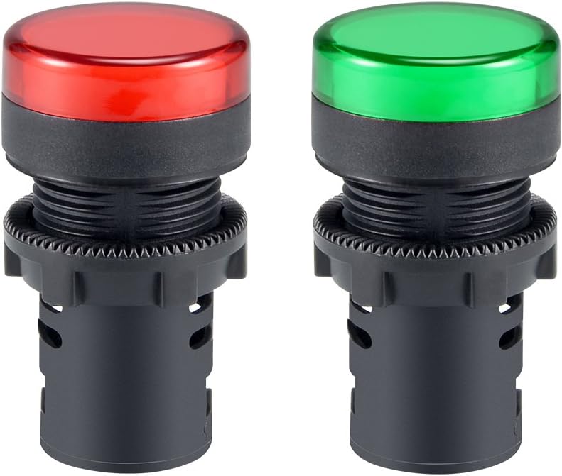 Amazon.com: uxcell 2Pcs Red Green Indicator Light AC/DC 110V, 22mm ...