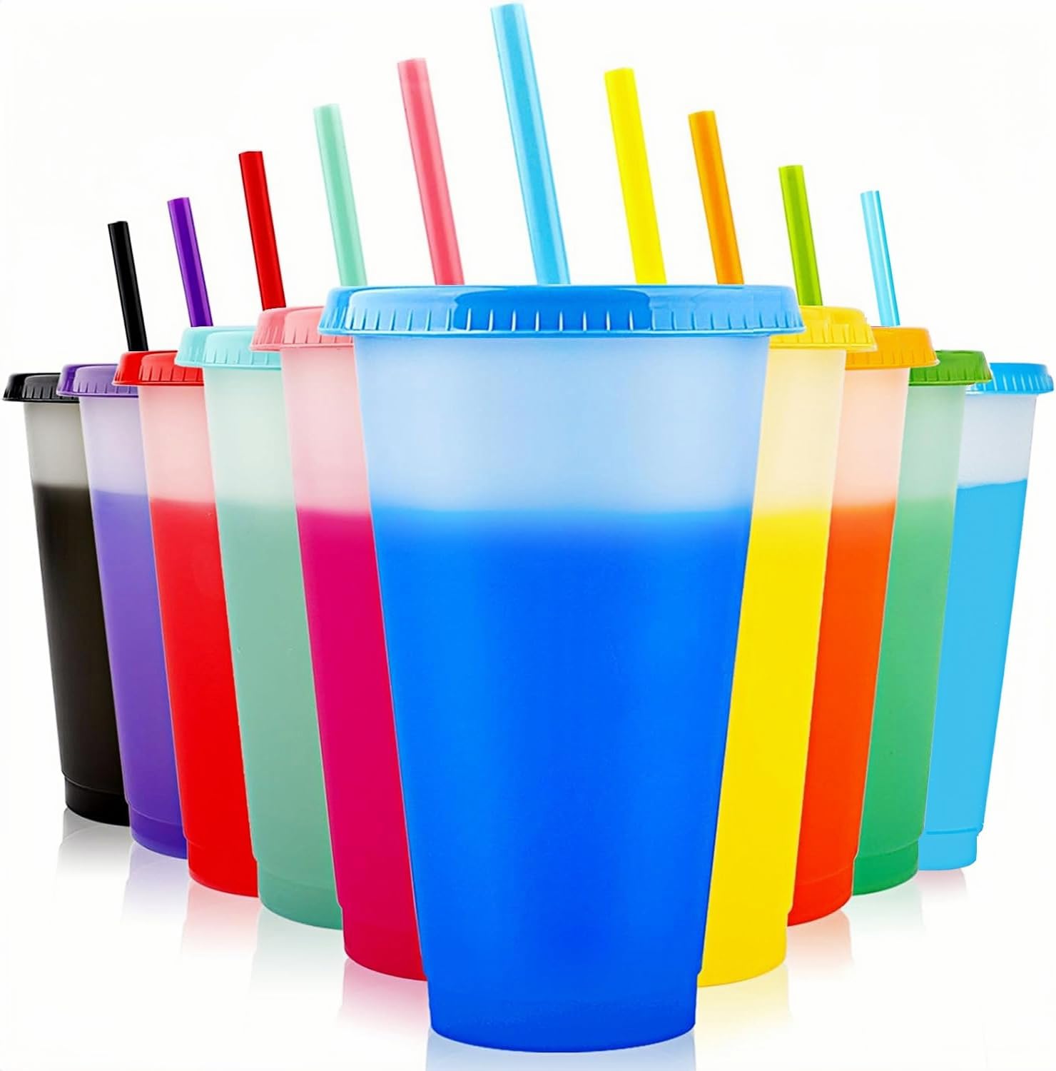 10 Vasos de Plástico Reusable. Vaso Cafetero con Tapa a Presión | Vasos ...