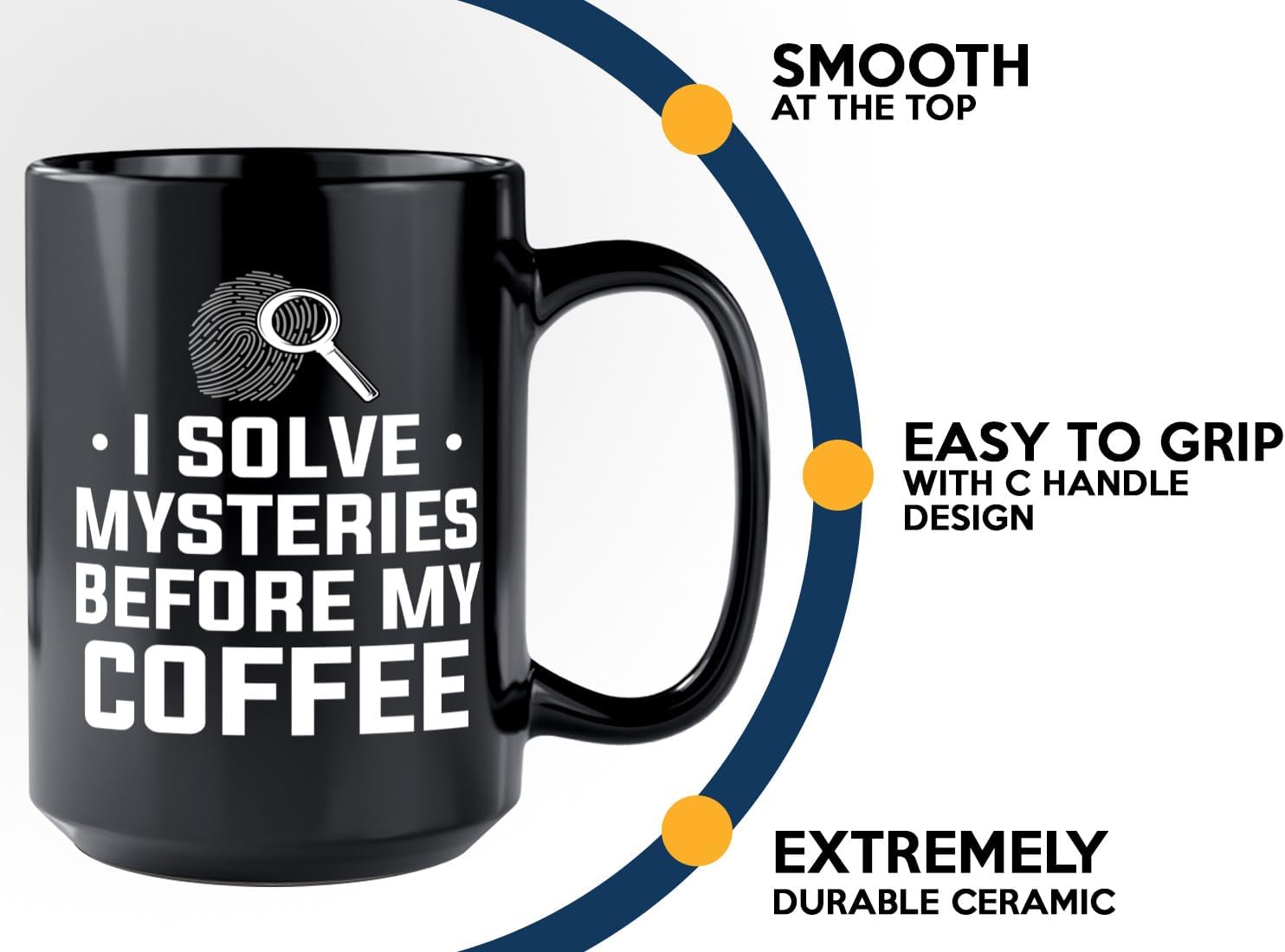 Luxe Gifting Detective Coffee Mug 15oz Black -I solve mysteries ...