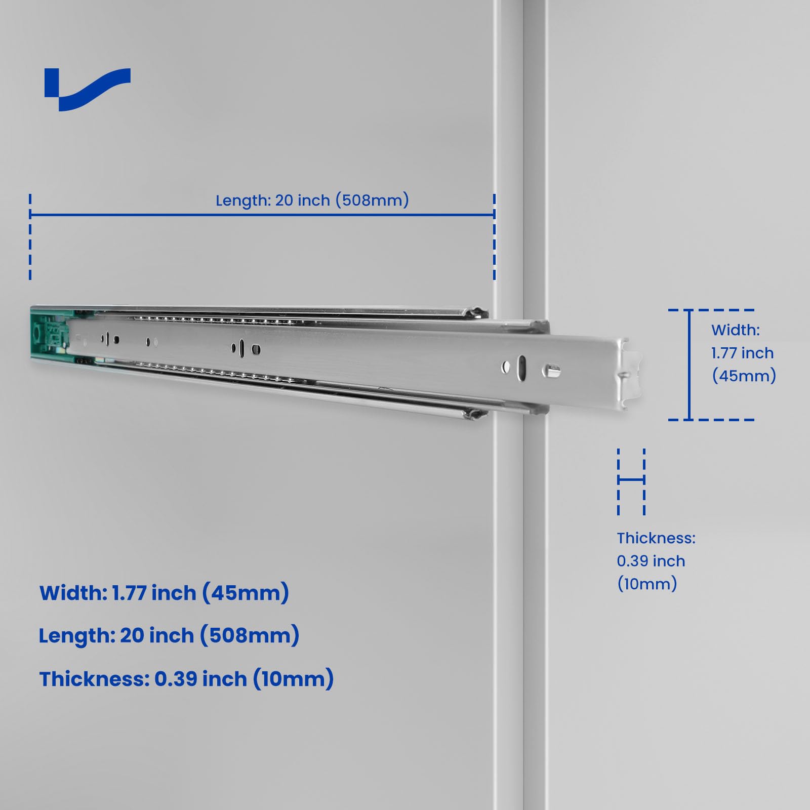 Snapklik.com : 20 Inch Push To Open Drawer Slides 1 Pair Full Extension ...