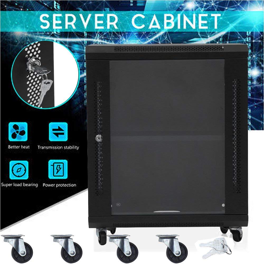 Buy 12u Black Wall ed Data Cabinet With Lockable Sides Patch Panel ...