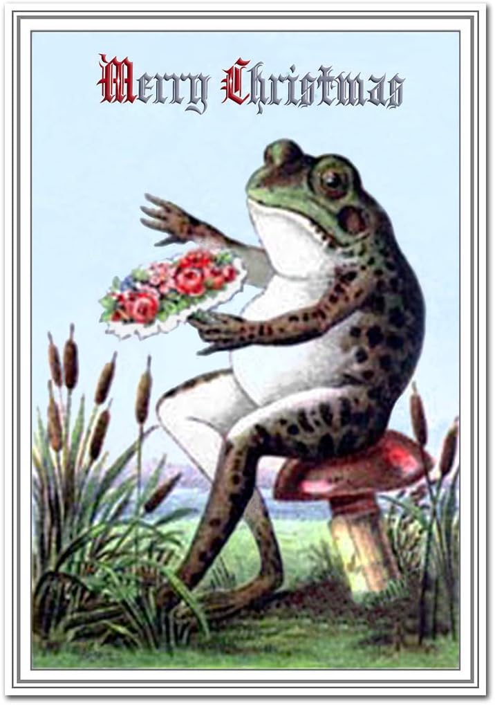 Victorian Frog Christmas Card - Rare Old Vintage Frogs - Victorian Frog ...