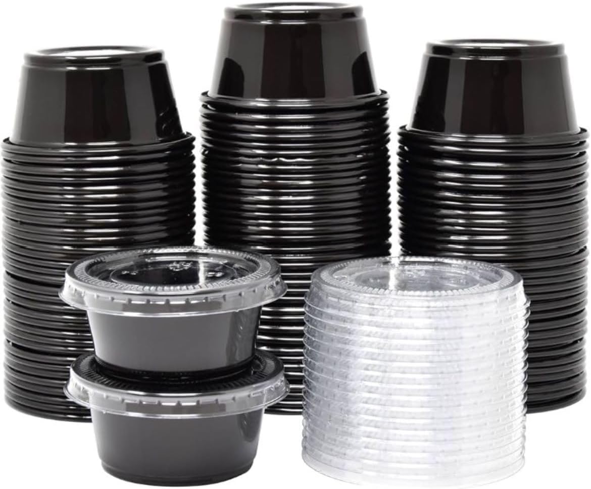 PREMIUM Black 2oz Disposable Sauce and Chutney Containers with Leak ...