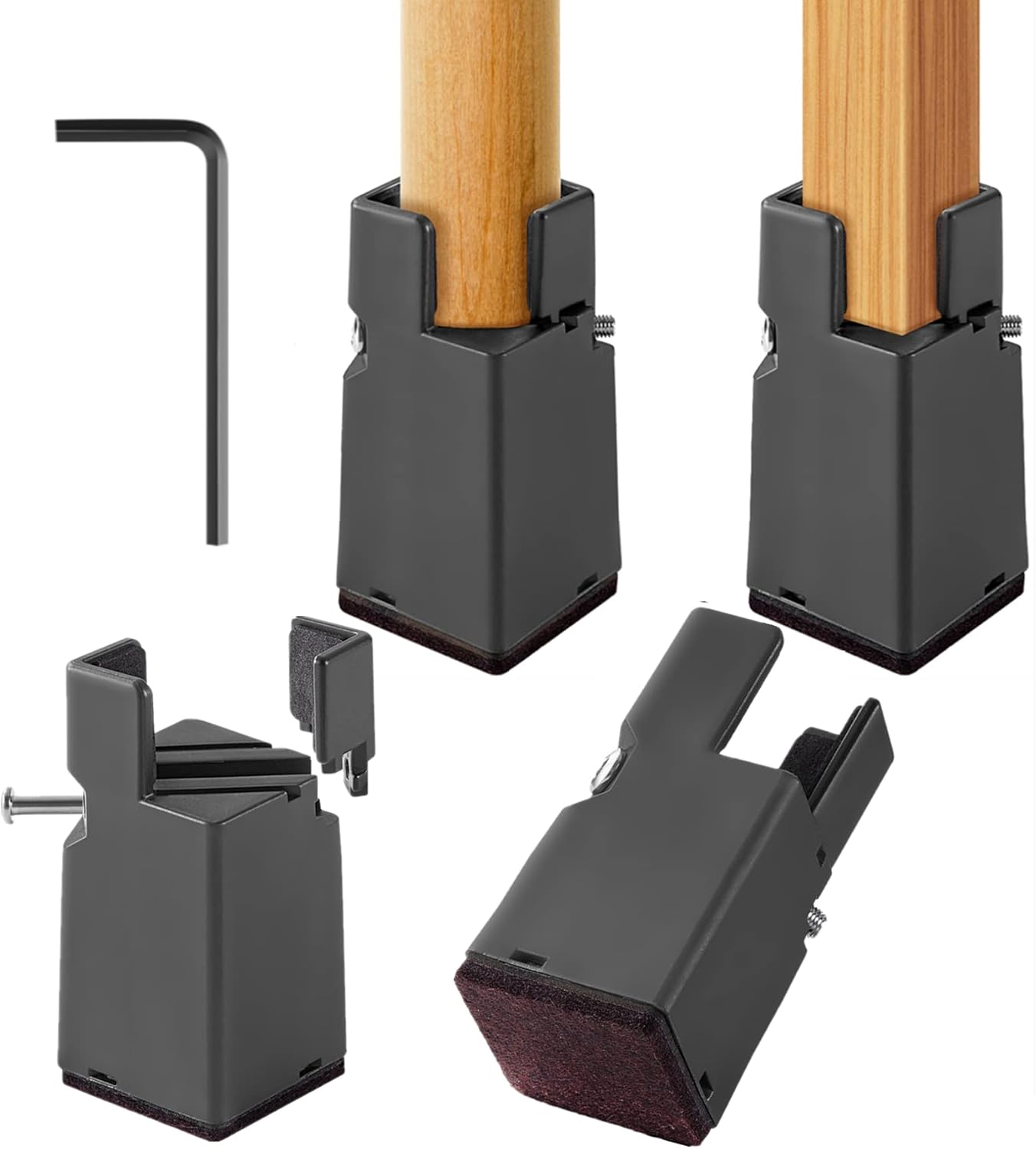 Amazon.com: 4 Pack Bed Furniture Risers with Adjustable Screw Clamp,4 ...