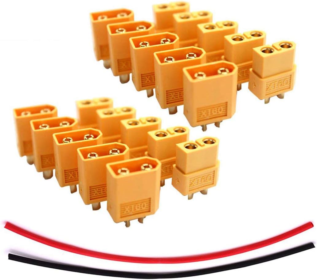 XT60 Connectors Male & Female Plug RC Battery Connector with Heat Shink ...