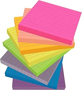 Amazon.com : Obsentoes (8 Pack) Lined Sticky Notes Post, Bright Post ...