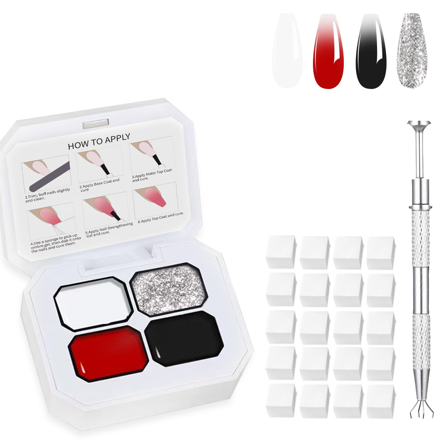 Amazon.com: BEVINAS 4 Colors Set Ombre Pat Gel Nail Polish, Pat ...