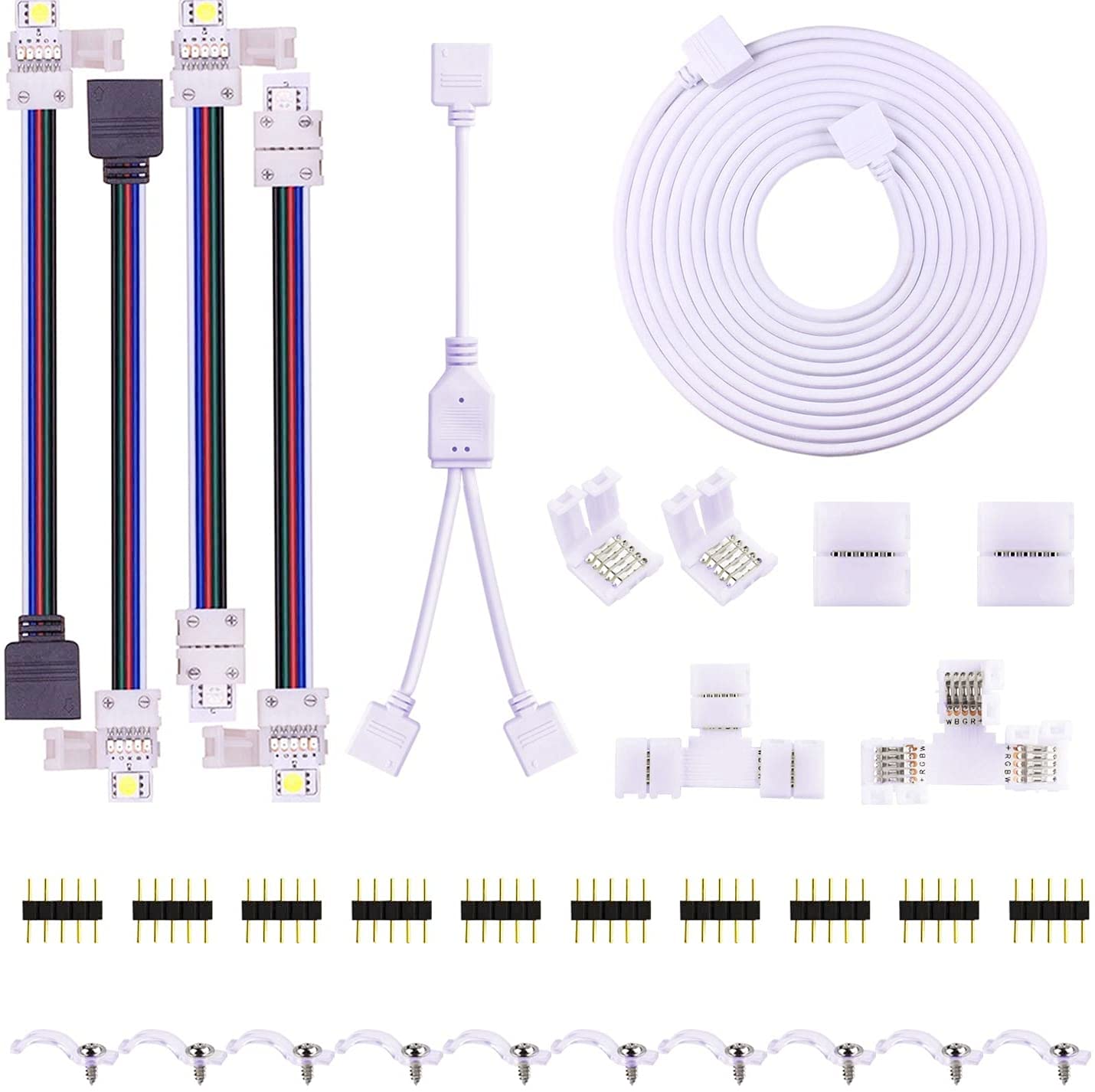 Buy Uhomely 5PIN LED Strip Connector Kit-10mm 5050 RGBW LED Connector ...