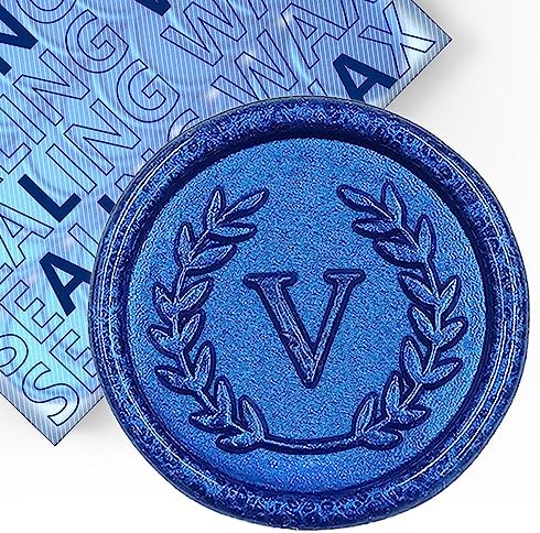 Amazon.com: 25Pcs Blue Letter V Adhesive Wax Seal Stickers, Hand-Made ...