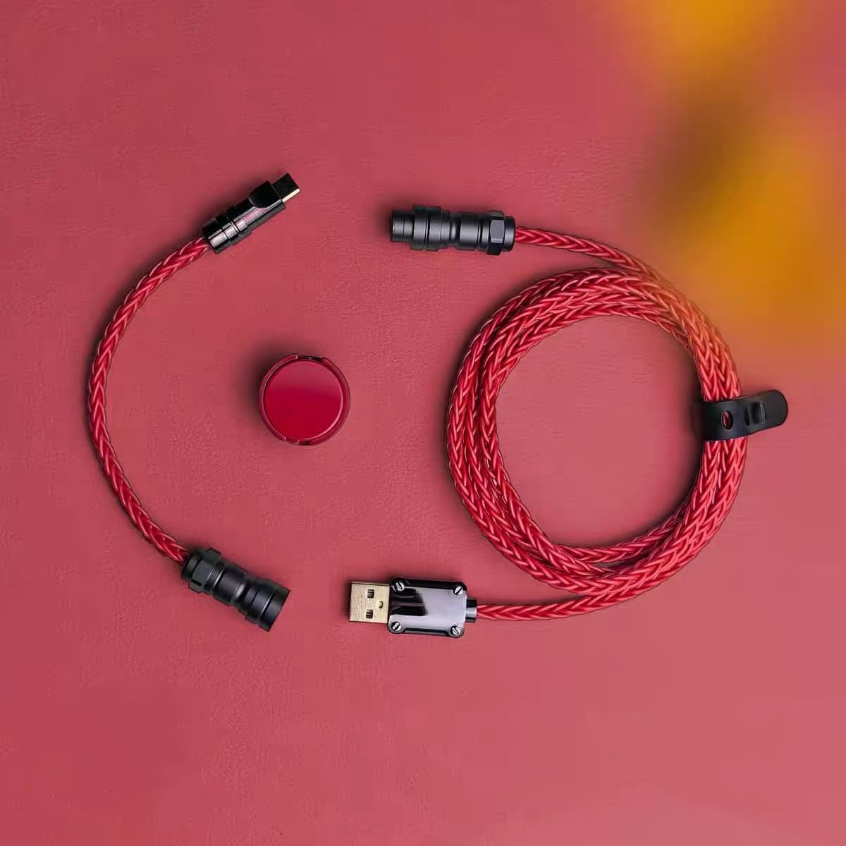 Amazon.com: RIKOLOL USB C-Coil Gaming Keyboard Red Cable - Silver ...