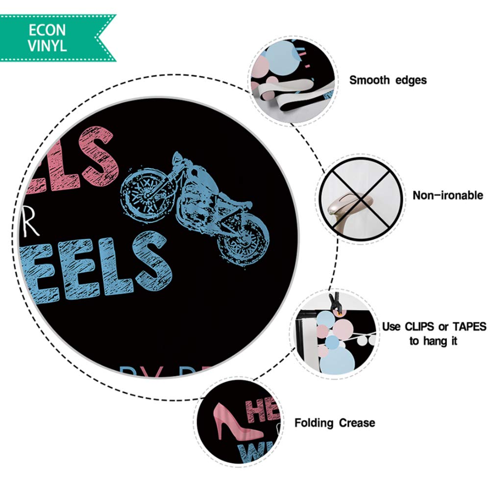 Buy Allenjoy 7x5ft Heels or Wheels Gender Reveal Backdrop Pink Blue Dot ...