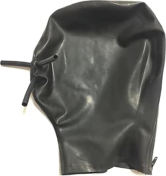 Amazon.com: FRDESKIO Black Full Cover Latex Hood Rubber Mask with Fixed ...