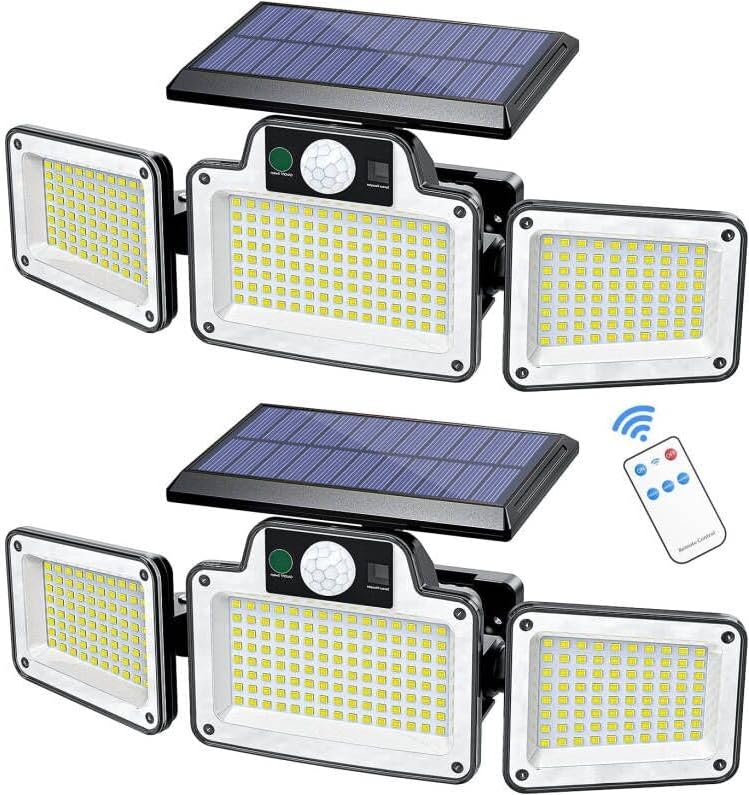 Luces de exterior con sensor de movimiento, 4 cabezas de luces solares ...