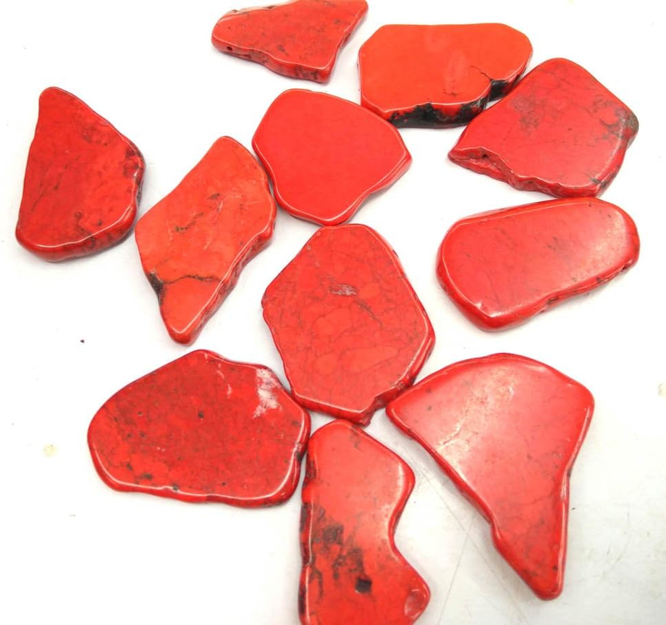 Amazon.com: Full Strand 16" Red Turquoise Stone 20-50mm Slab Freeform ...