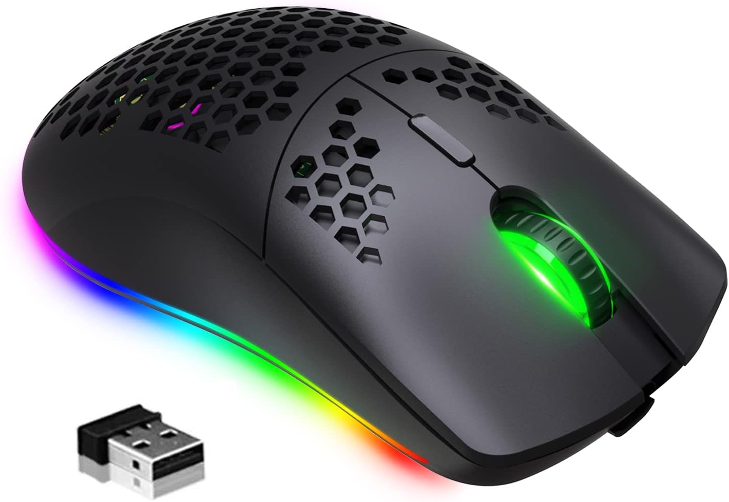 Amazon.com: RGB Wireless Gaming Mouse,Ultra-Lightweight Honeycomb Shell ...