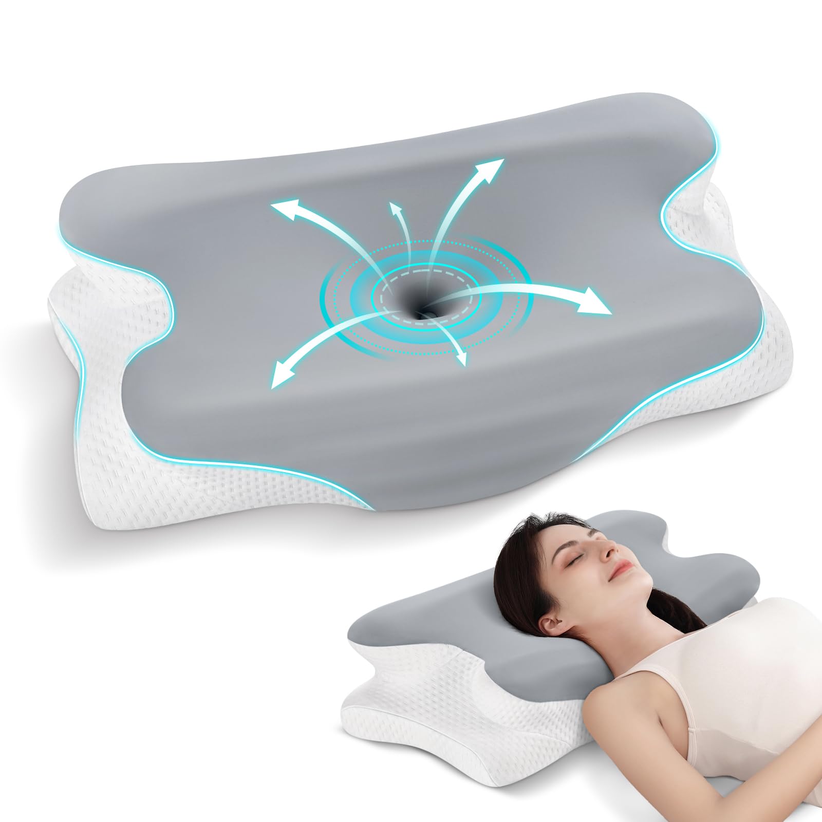 Cervical Neck Pillows for Neck and Shoulder Pain Relief, Contour Memory ...