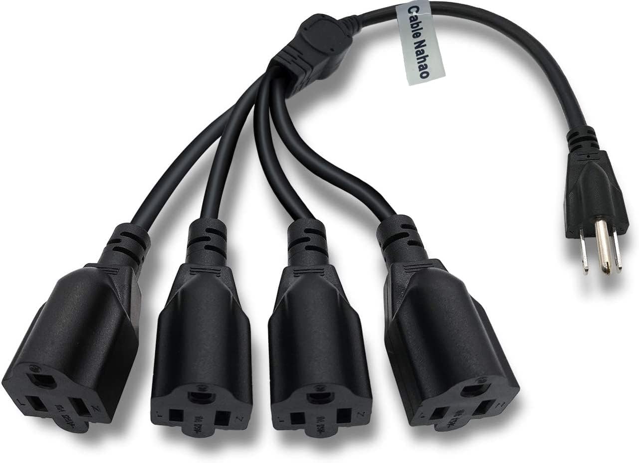 Amazon.com: Cable Matters 2-Pack 4 Outlet Power Splitter Cord 1.5 ft ...