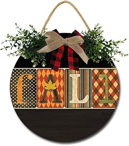 Amazon.com : Fall Wooden Round Hanging Outdoor Sign, Front Door Sign ...