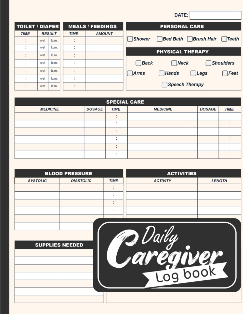 Caregiver daily log book: Personal Caregiver Organizer Log Book ...