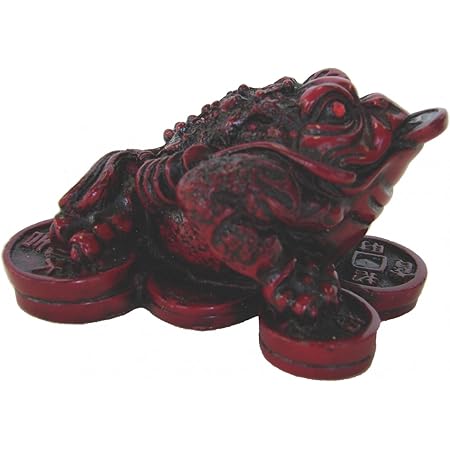 Amazon.com: Feng Shui Red Lucky Money Frog Statue Three Legged Money ...
