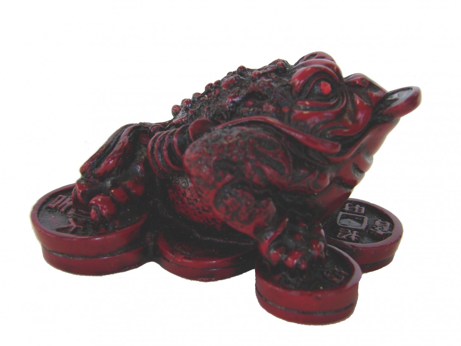 Amazon.com: Feng Shui Red Lucky Money Frog Statue Three Legged Money ...