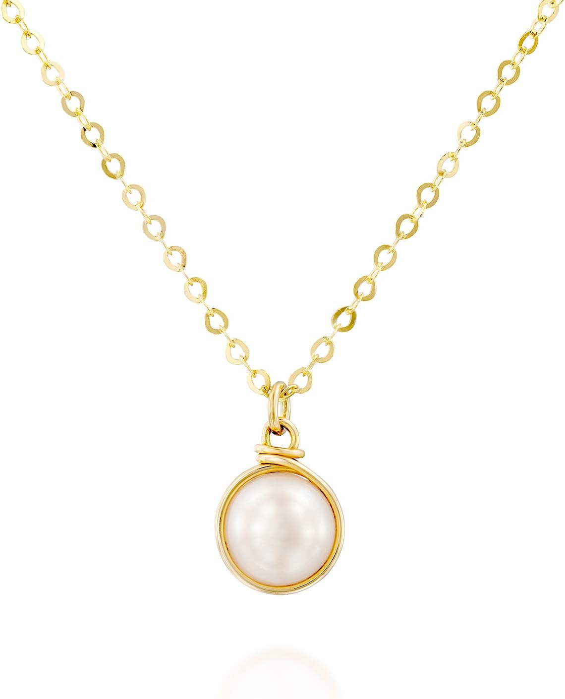 Amazon.com: Hand Wrapped 8mm Cultured Pearl Pendant 14k Gold-Filled ...