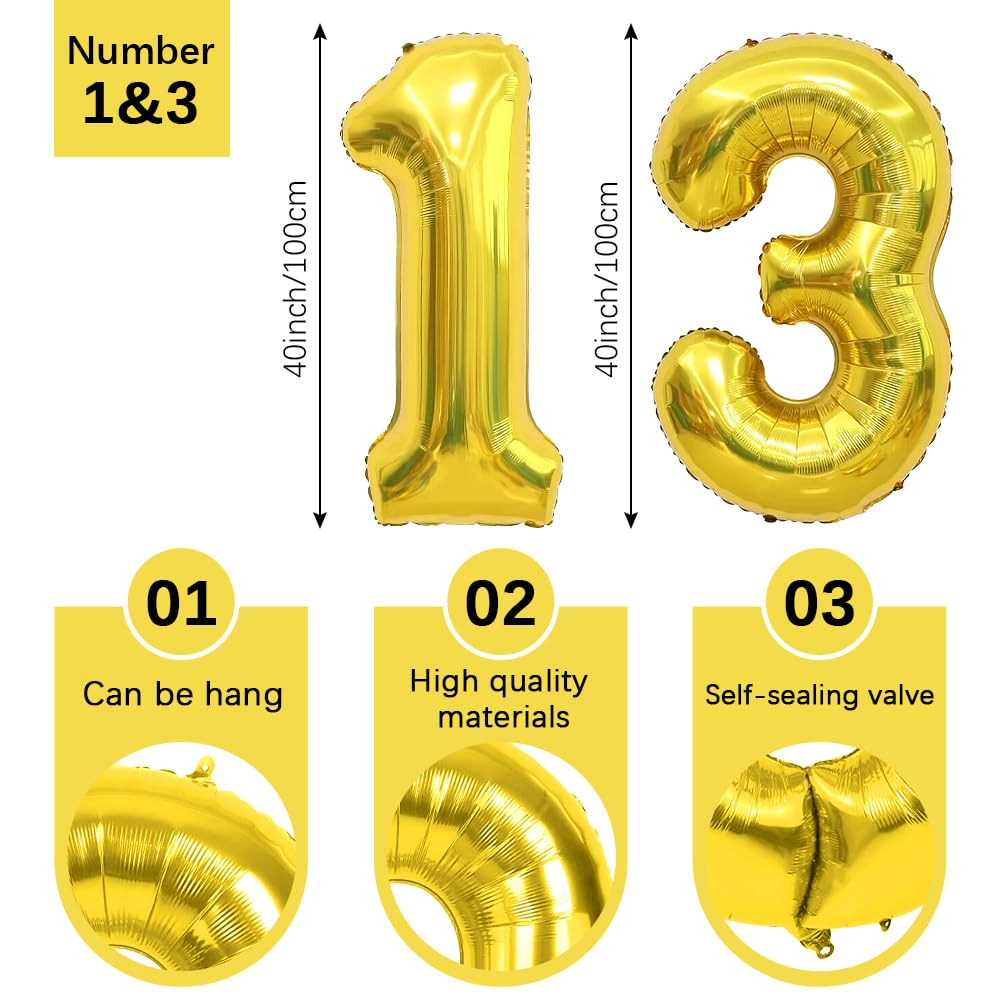 Snapklik.com : 13th Birthday Decorations For Girls 40 Inch 13 Balloon ...