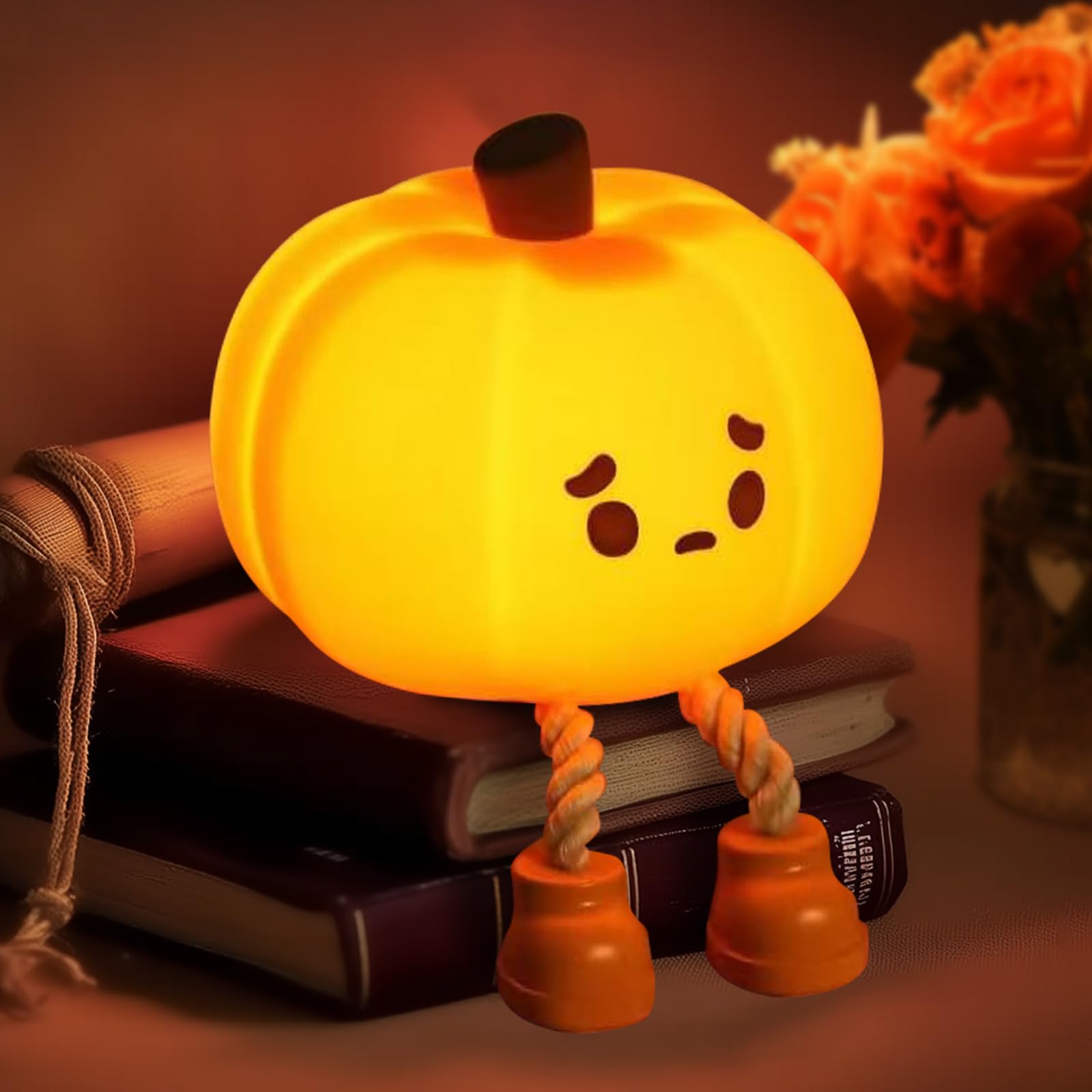 Amazon.com: YR YRHH-PET Sad Pumpkin Night Light, Cute Halloween Decor ...