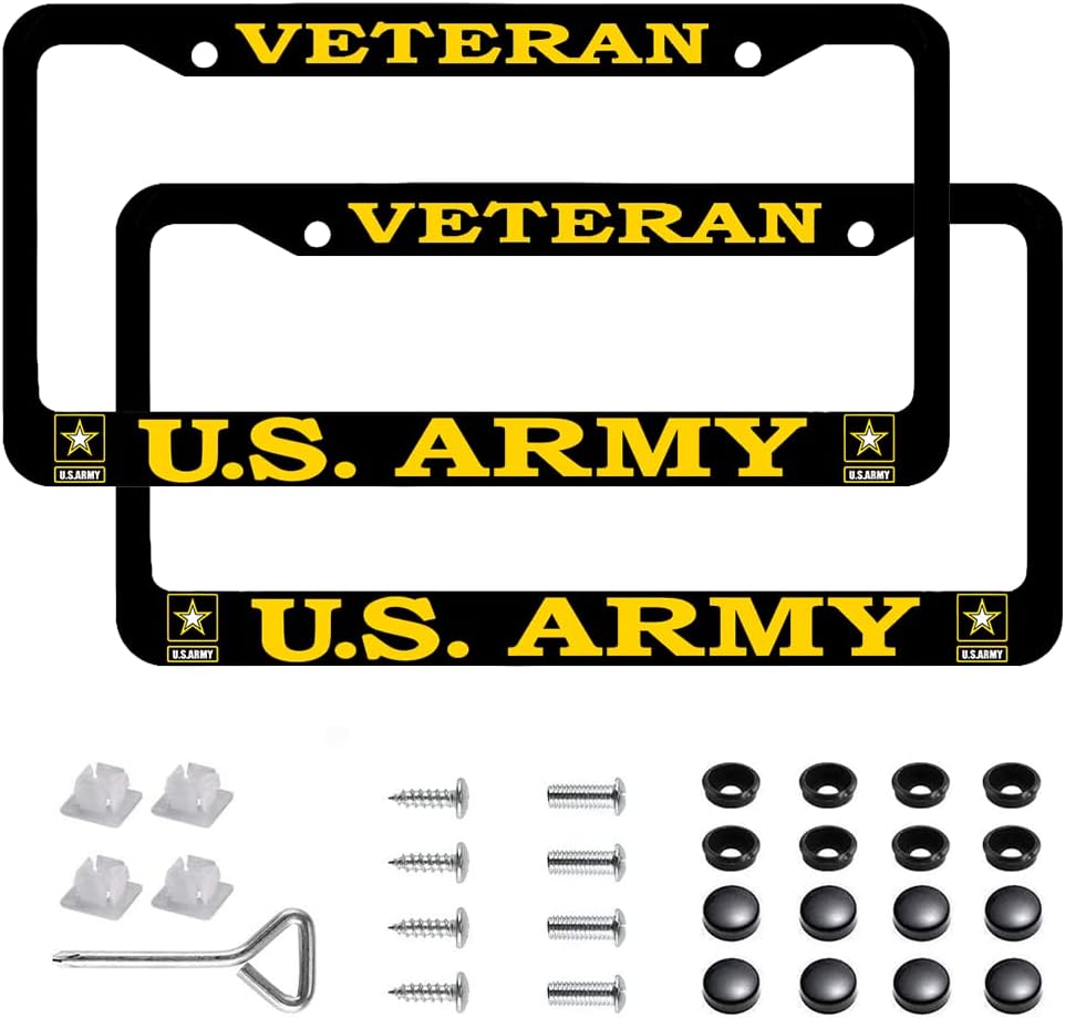 Amazon.com: 2 Pack Aluminium Alloy for Army License Plate Frame for ...
