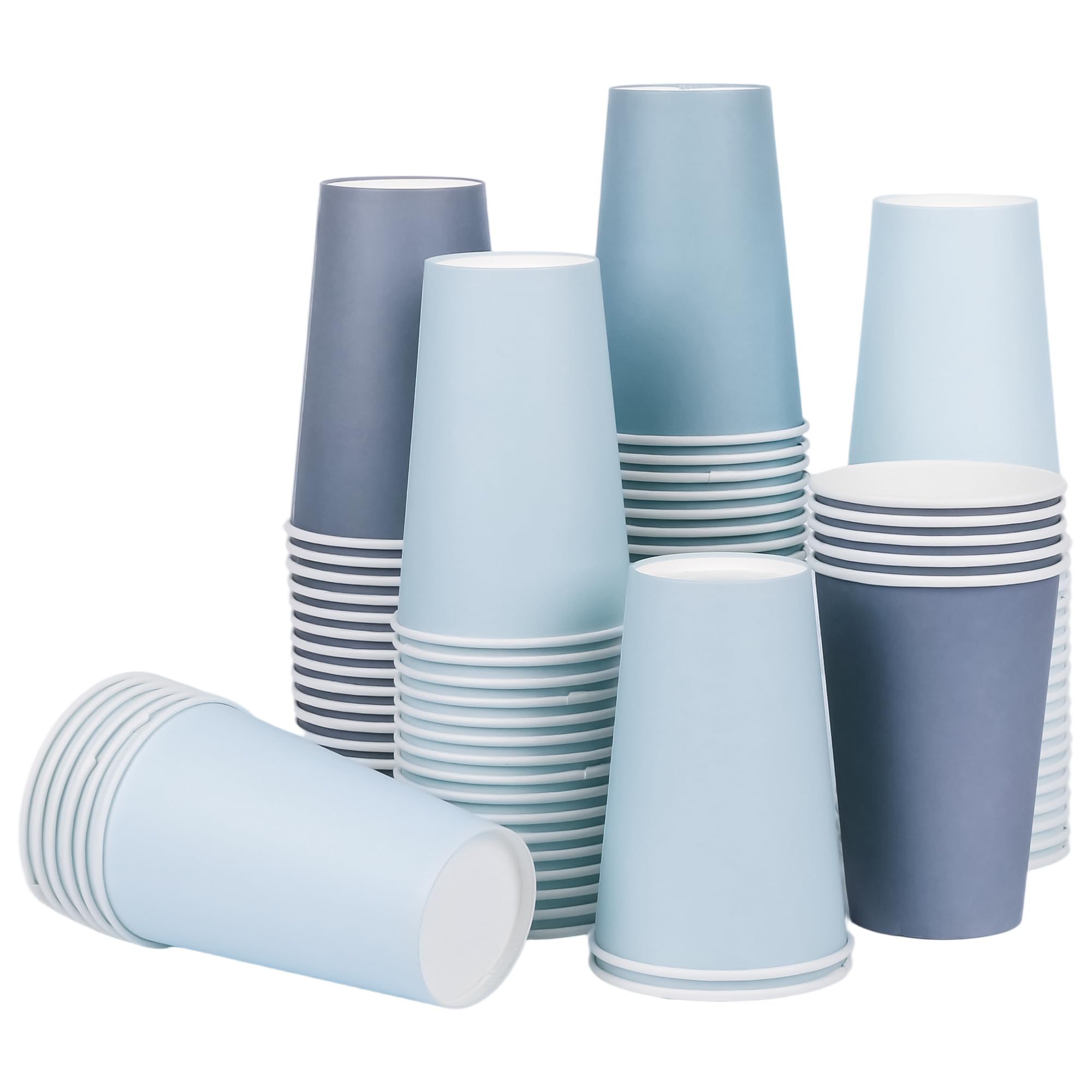 100pcs Dusty Blue Paper Cups 12oz Gradient Blue Party Cups | Desertcart ...