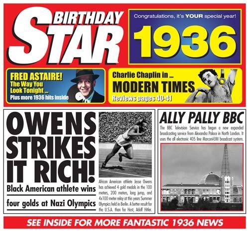 1936 Birthday Gift - 1936 Chart Hits CD and 1936 Greetings Card ...