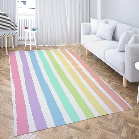 Amazon.com: Boho Rug Rainbow Pastels Watercolor Rainbow Watercolor ...