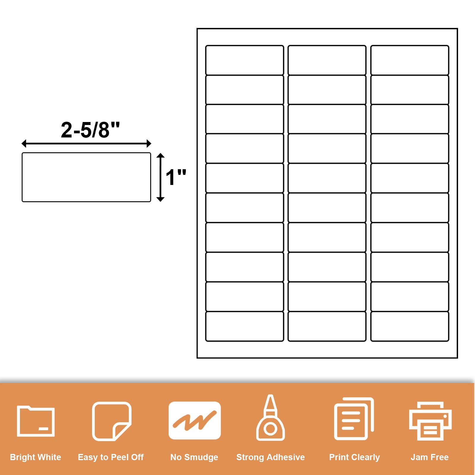 Snapklik.com : Tapsin 1" X 2-5/8" 30 Up Mailing Labels For Laser/Inkjet ...