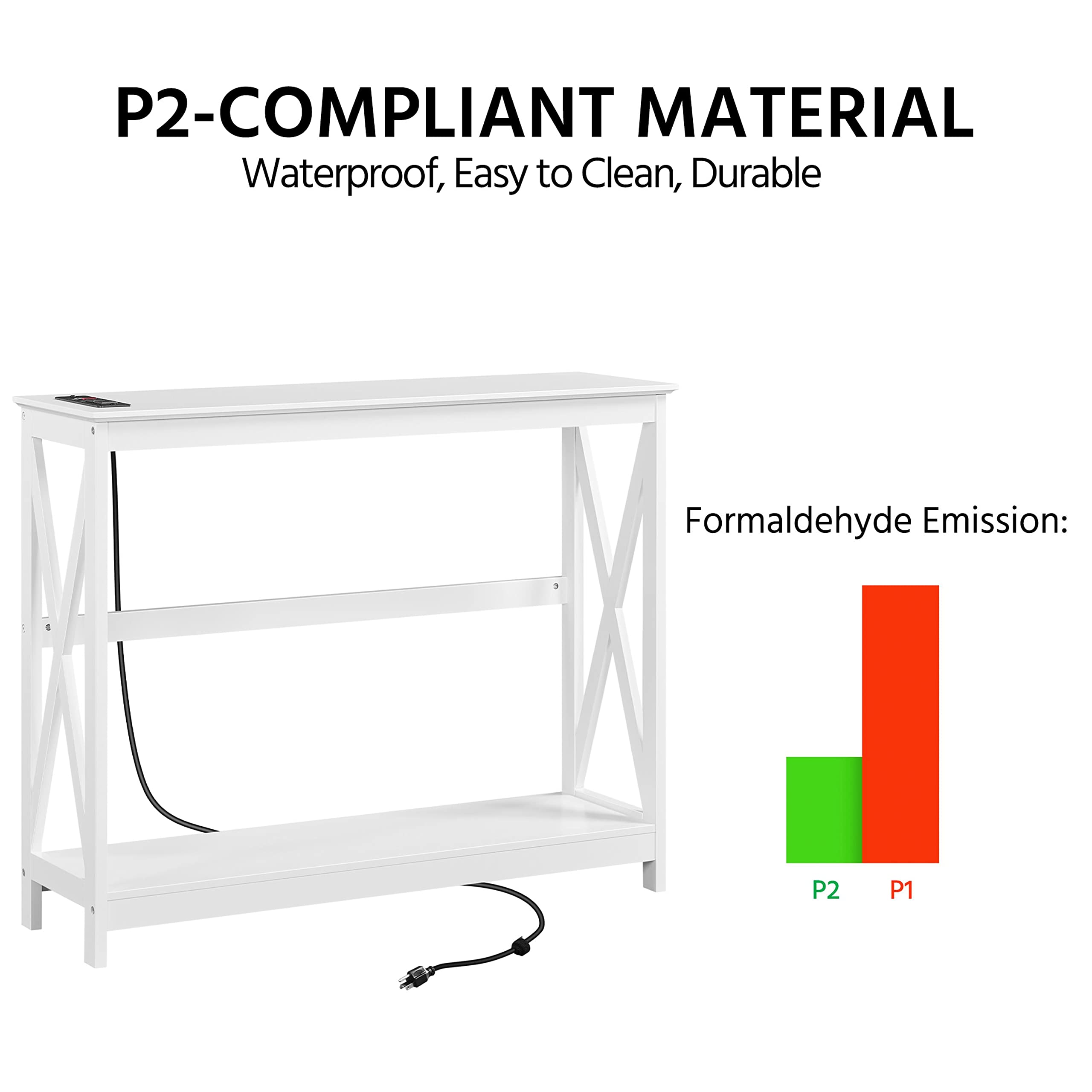 Yaheetech 40" Console Table with 2 Outlet and 2 USB Ports, Wooden ...