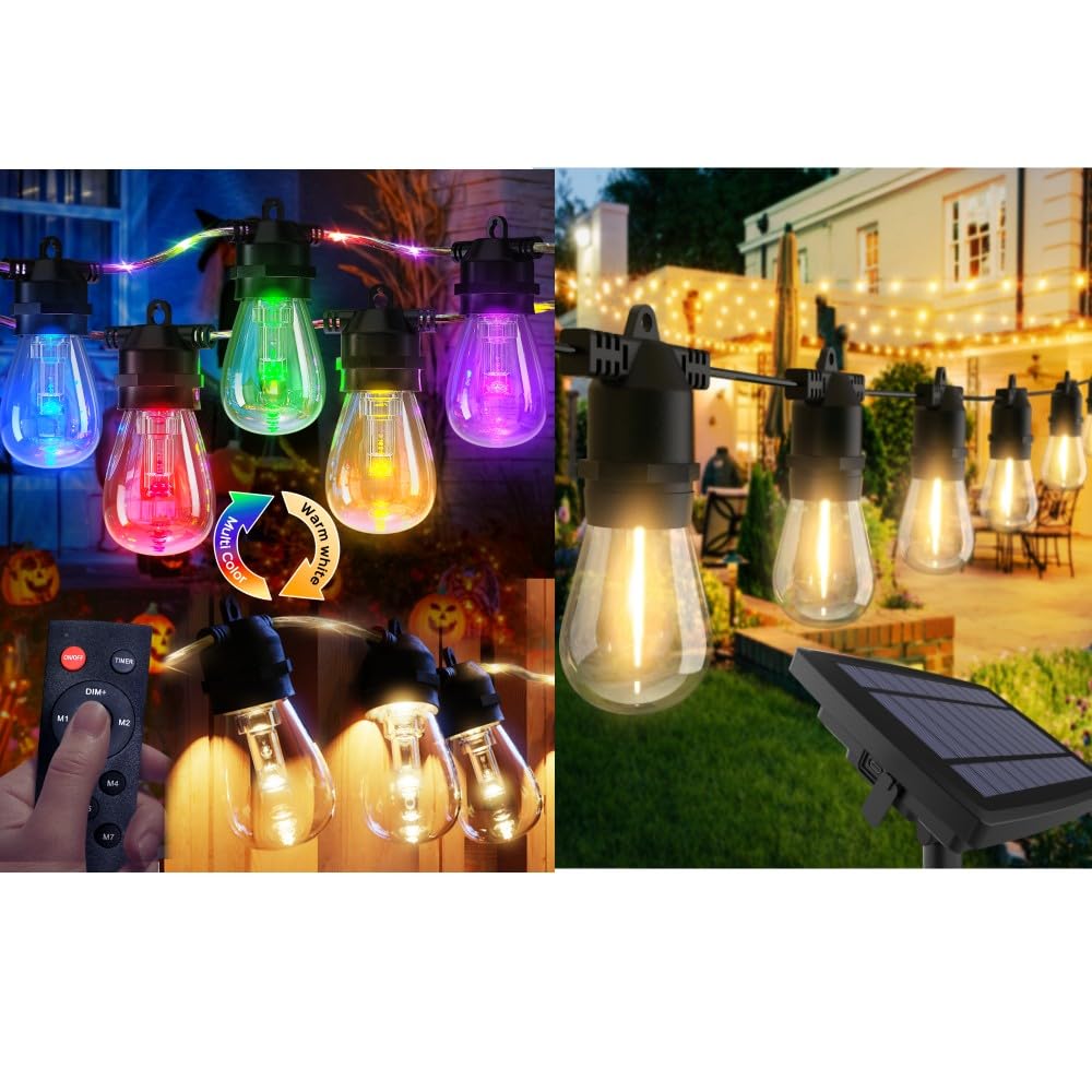 JACKYLED 48FT 160 LEDs RGB Outdoor String Lights with Rope Fairy＆ 50FT ...