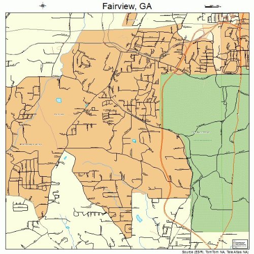 Large Street & Road Map of Fairview, Georgia GA - Printed poster size ...